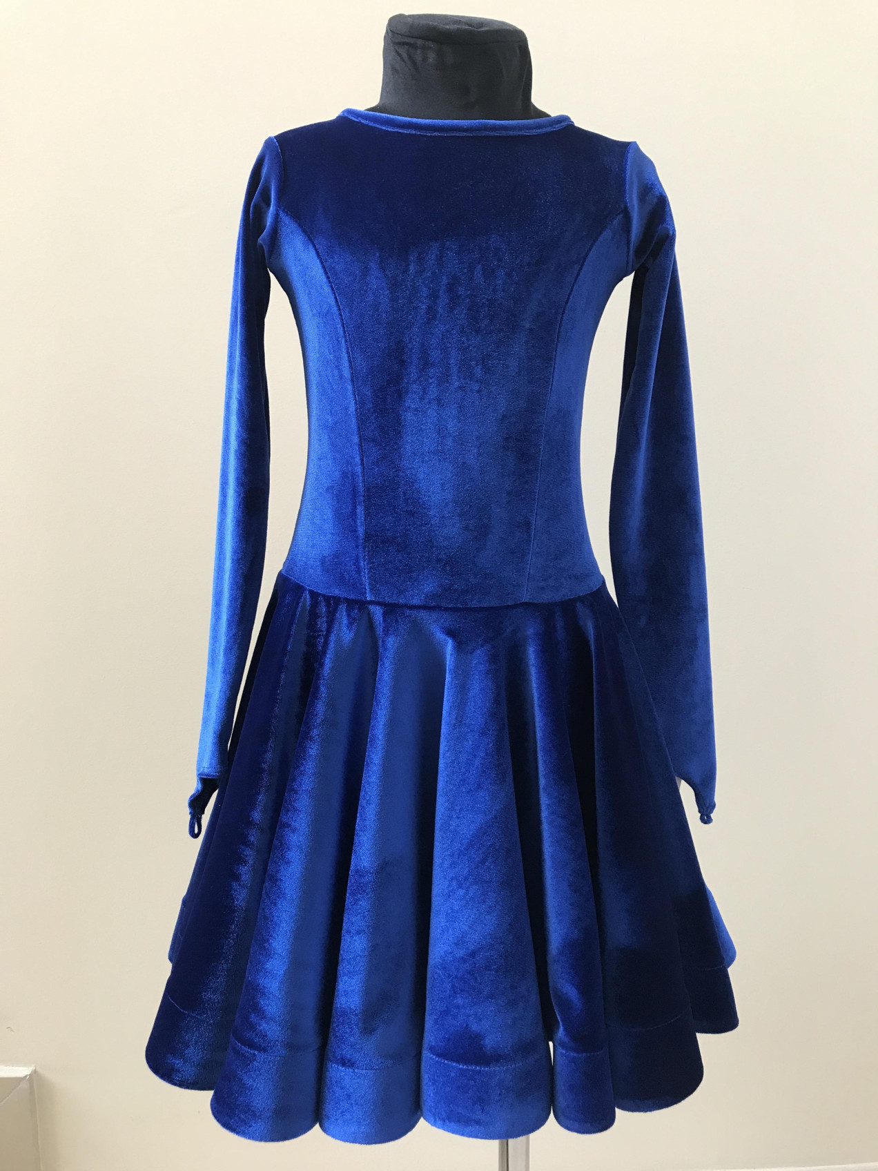 Juvenile dress BS420DR-13# for a girl, electric blue, velvet - 5167